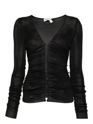 SELF-PORTRAIT Button-detailed Long-sleeve Top - Black