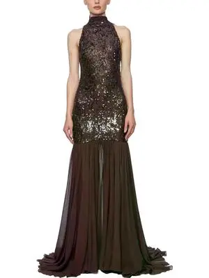 ATU BODY COUTURE Sequin Embellished High-neck Dress - Brown