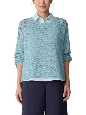 Eileen Fisher Crewneck Cord Yarn Pullover Sweater Pale Sky