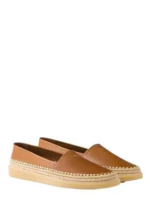 Prada Nappa Leather Espadrille Loafers - Brown