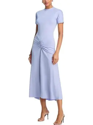 Victoria Beckham Gathered Waist Midi T-Shirt Dress Delphinium