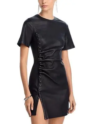 Rabanne Leather Mini Dress - Black