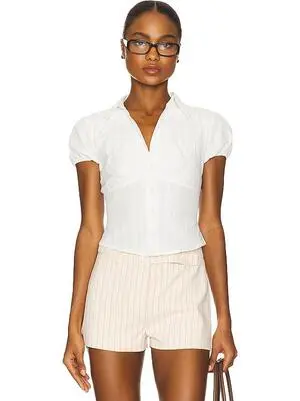 MORE TO COME Camila Cropped Poplin Top - White