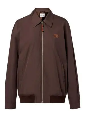 Miu Miu Logo Cotton-blend Blouson - Brown