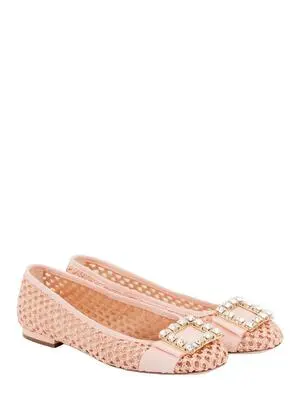 ROGER VIVIER Tres Vivier Raffia Ballet Flats - Pink