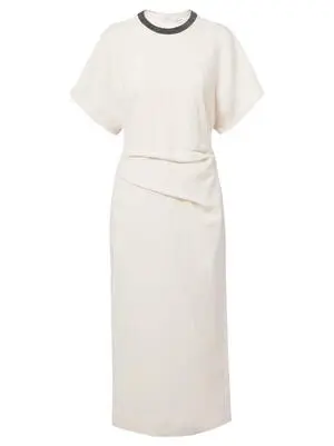 Brunello Cucinelli Linen-blend Midi Dress - White
