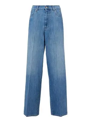 Miu Miu Logo Mid-rise Wide-leg Jeans - Blue