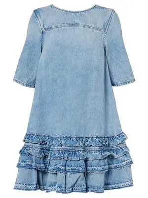 GANNI Ruffled Denim Minidress - Blue