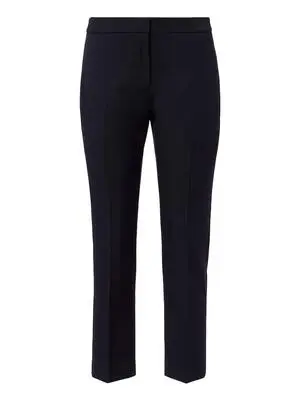 Alexander McQueen Cropped Flared Wool Gabardine Pants - Blue