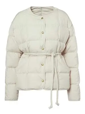 Moncler Belted Leather-trimmed Down Jacket - White