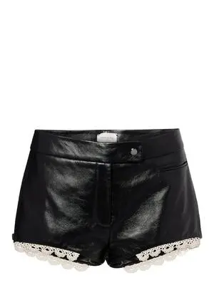 Magda Butrym Lace-trimmed Leather Shorts - Black