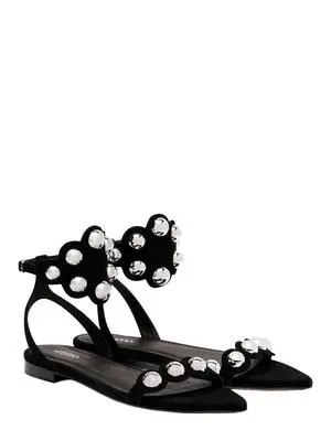 Isabel Marant Aselda Studded Suede Sandals - Black