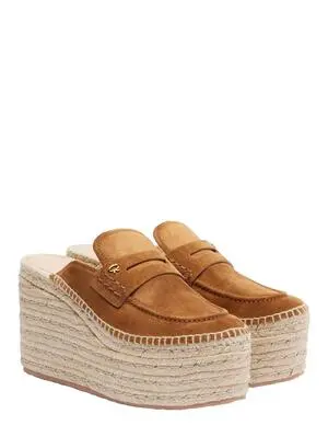 GIANVITO ROSSI Maxilla Suede Espadrille Wedges - Brown