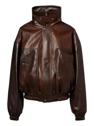 Magda Butrym Oversized Leather Bomber Jacket - Brown