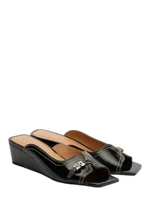 GANNI Butterfly Wedge Mules - Black