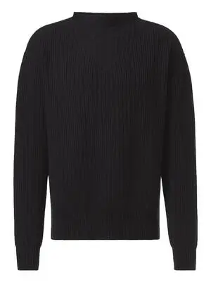 Rick Owens Ribbed Virgin Wool Sweater - Black