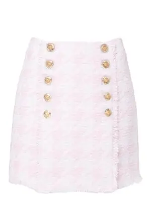BALMAIN Houndstooth Cotton-Blend Miniskirt
