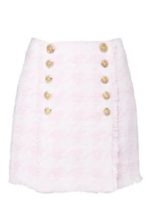 Balmain Houndstooth Cotton-blend Miniskirt - Pink