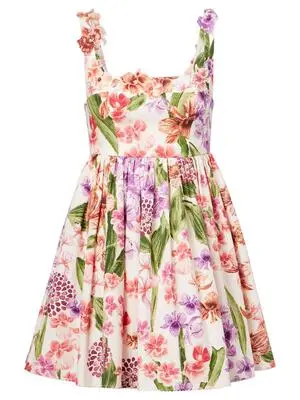 Agua Bendita Floral Cotton Mini Dress - Multicoloured