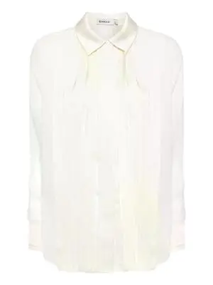 Simkhai Vinka Pleated Long-sleeve Shirt - Neutrals