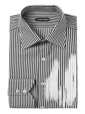 TOM FORD Striped Cotton And Silk-blend Shirt - Black