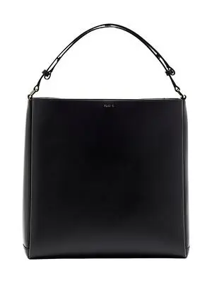 Plan C Vitello Leather Folded Tote Bag - Black