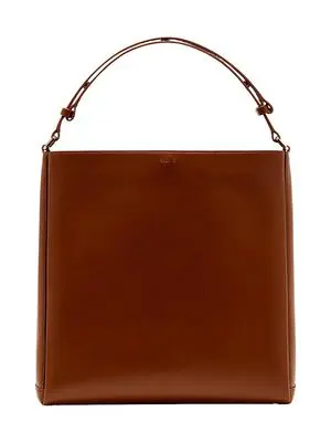 Plan C Vitello Leather Folded Tote Bag - Toasted