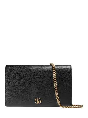 Gucci Gg Marmont Leather Mini Chain Bag - Black