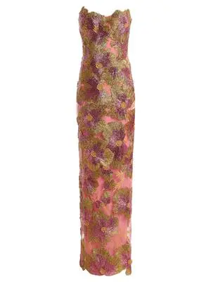 Monique Lhuillier Floral-embroidered Tulle Gown - Multi