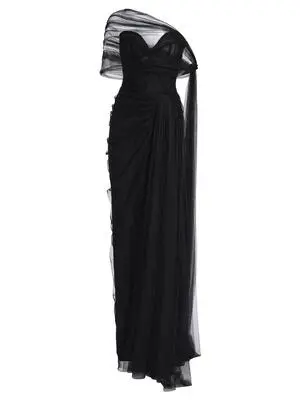 Monique Lhuillier Strapless Draped Gown With Detachable Wrap - Black