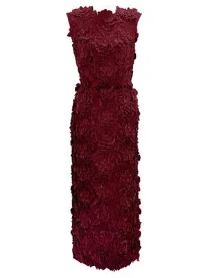 Erdem Rosette-embellished Midi Dress - Burgundy