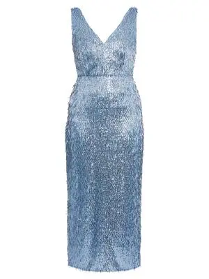 Erdem Sequin-embellished Midi Dress - Light Blue