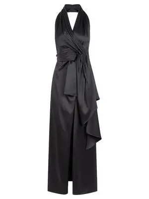 HEIRLOME Barbara Silk Maxi Halter Dress Black