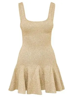 LoveShackFancy Sarajane Sequined Mini Dress - Gold