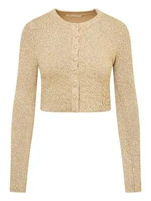LoveShackFancy Ferra Sequined Cardigan - Gold