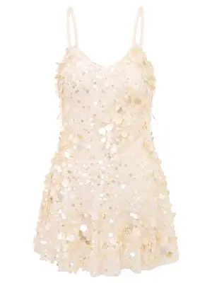 LoveShackFancy Liria Sequined Mini Dress - Neutral