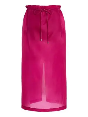 KALLMEYER Regina Drawstring Silk Midi Skirt - Pink