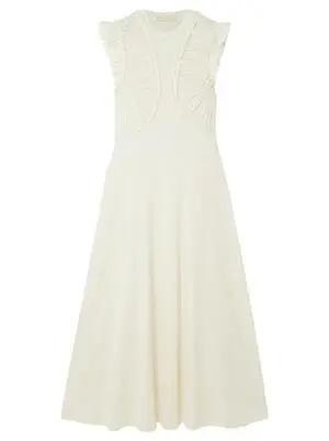 Ulla Johnson Shiva Ruffled Ruched Organic Cotton Midi Dress - White