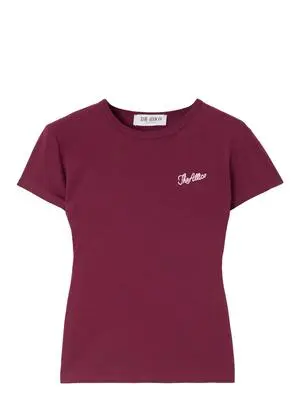 Attico Embroidered Cotton-jersey T-shirt - Burgundy