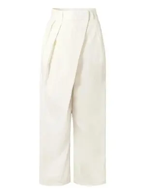 Loewe Layered Pleated High-rise Wide-leg Jeans - White