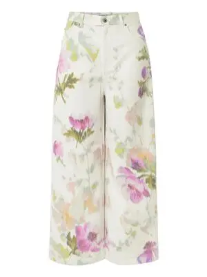 Loewe Floral-print High-rise Straight-leg Jeans - White