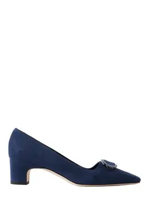 Manolo Blahnik Fenix 50 Buckled Suede Pumps - Blue