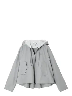 Loewe Cropped Hooded Cotton-twill Jacket - Gray