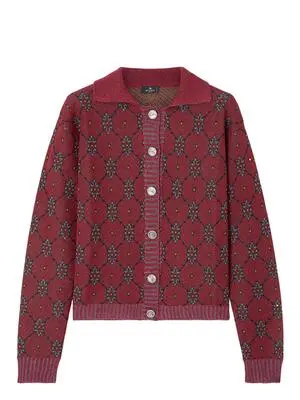 Etro Jacquard-knit Cardigan - Burgundy