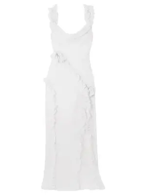 Alessandra Rich Polka-dot Silk-chiffon Gown - White