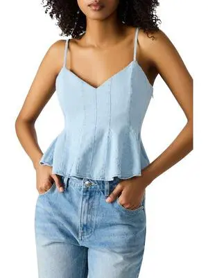 Steve Madden Denim Peplum Camisole - Sea Blue