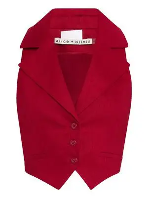 Alice + Olivia Donna Cropped Linen-blend Vest - Dark Cherry