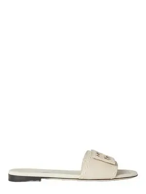 Fendi Baguette FF Leather Sandals Camelia