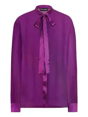 Dolce & Gabbana Satin Tie-neck Shirt - Purple