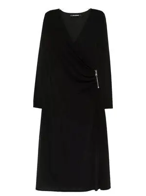 Karl Lagerfeld Zip-detail Wrap Dress - Black
